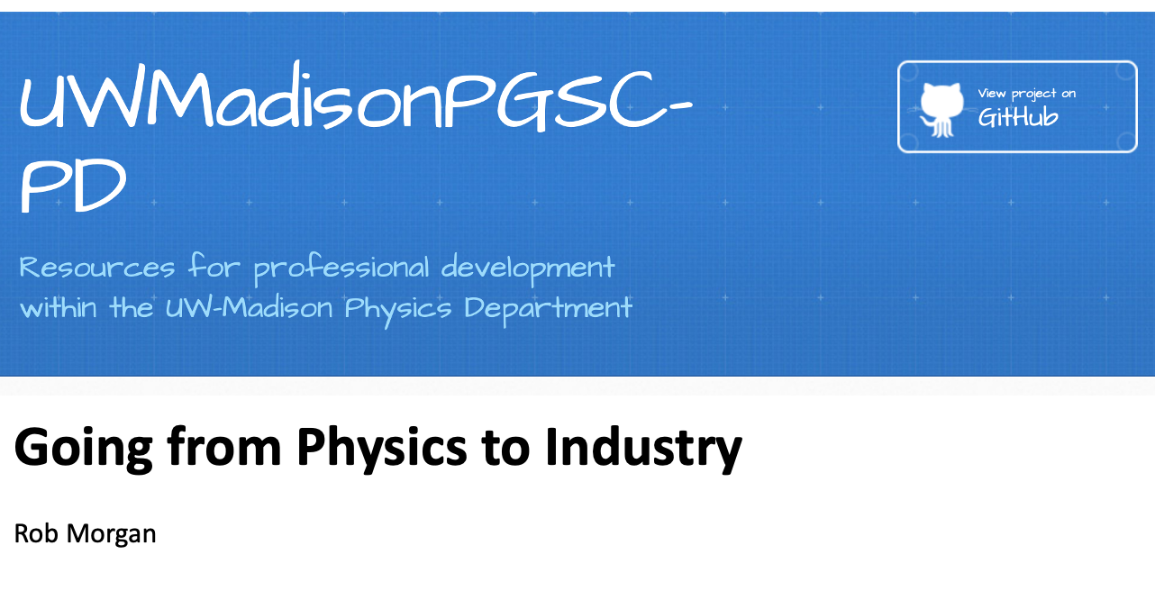 Professional Development – Physics Graduate Student Council – UW–Madison